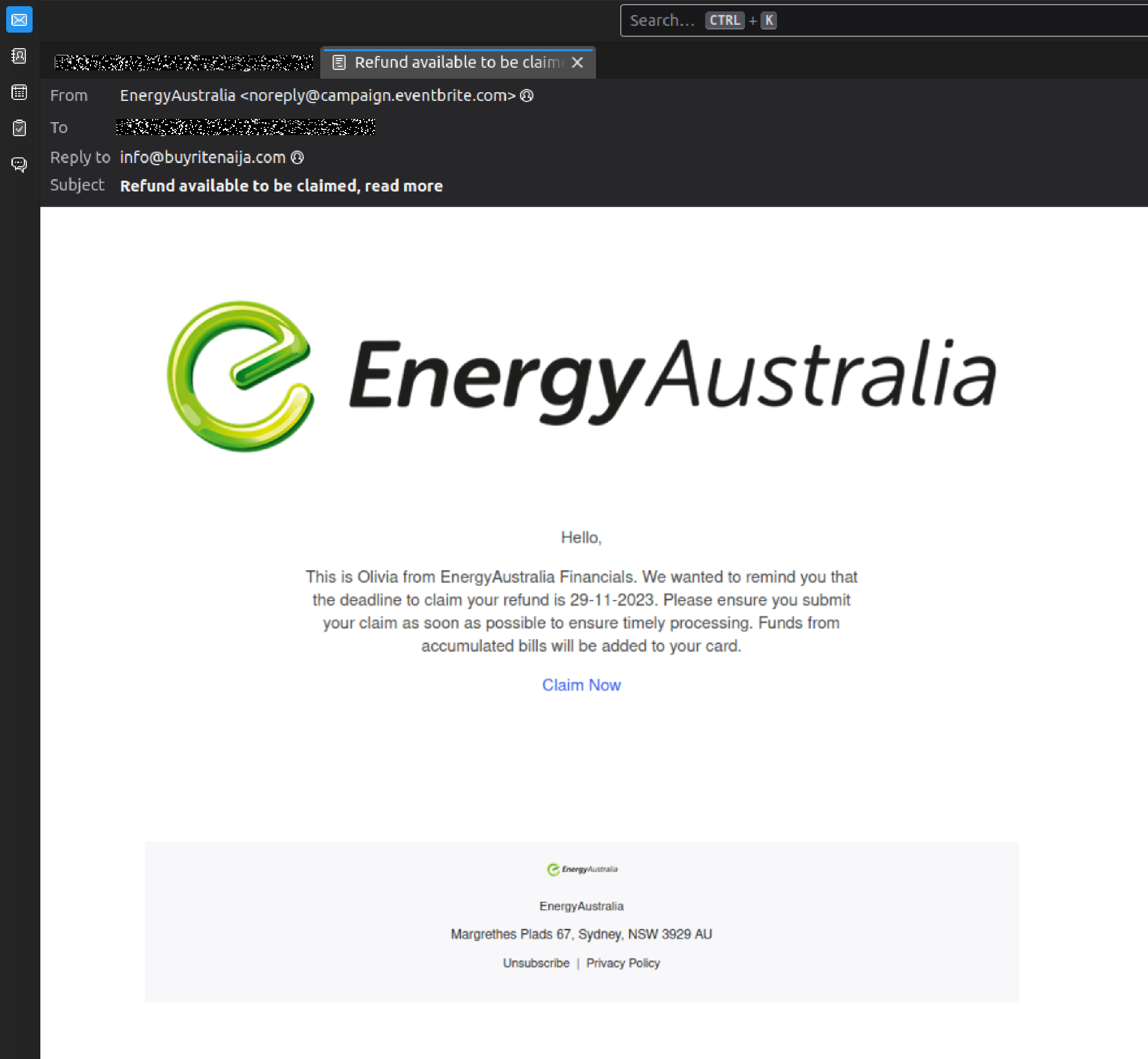 Sneaky Phishers Attempt Energy Australia Refund Hoax