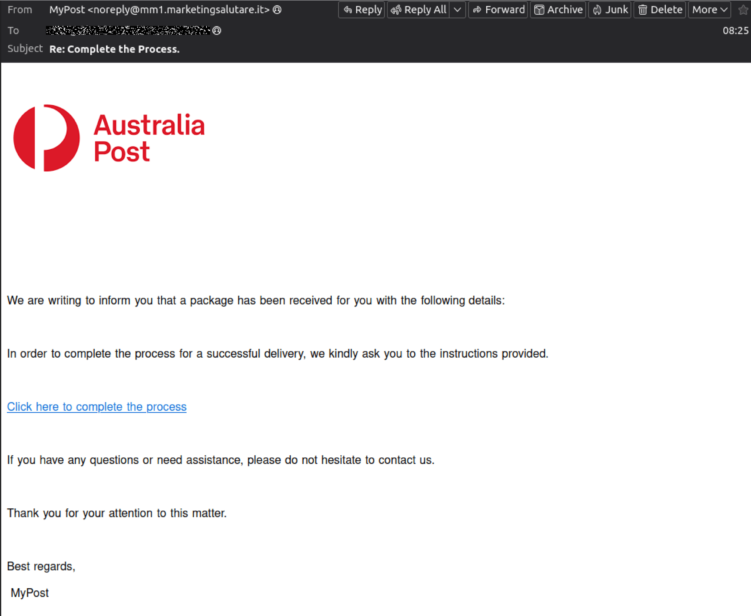 Australia Post Email Scam – Check Twice Before Clicking That Link