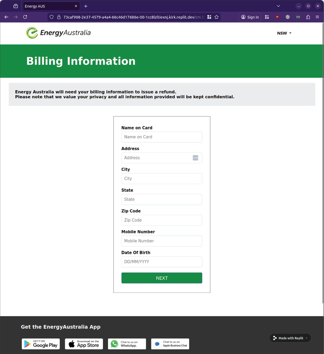 EnergyAustralia 'Request a refund' phishing scam