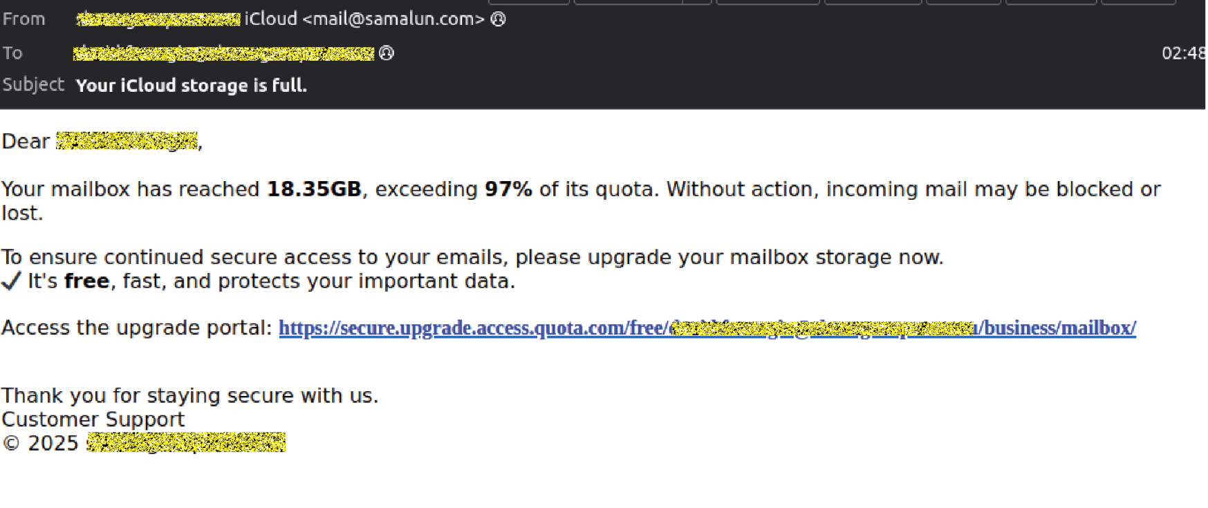 iCloud Storage Full Email Scam Tricks Users with Fake Upgrade Portal