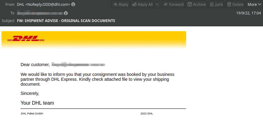 DHL Customers Targeted in Email Attachment Phishing Scam