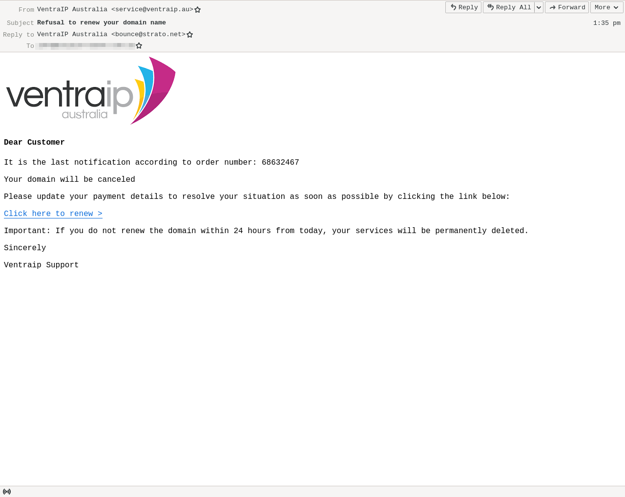 Is Your Website Hosted on VentraIP? Look Out for This Email Scam