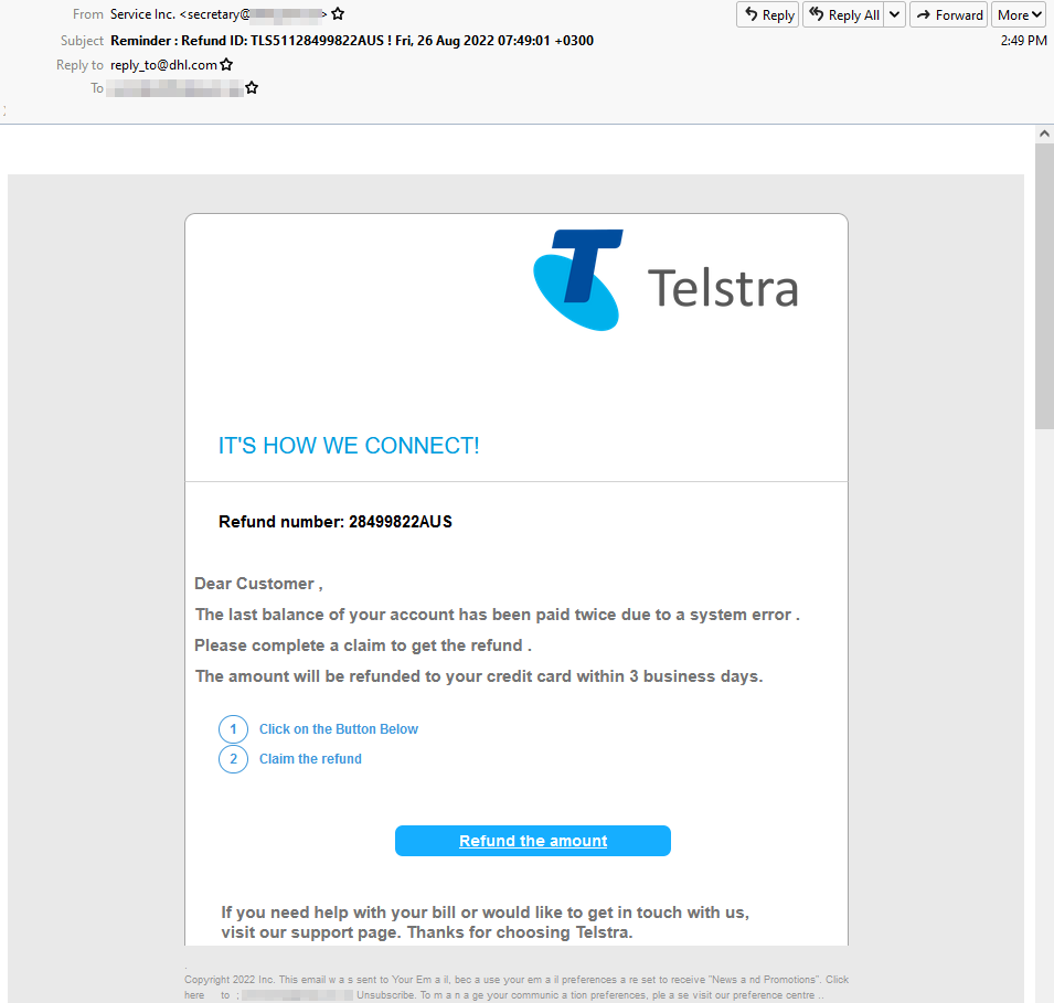 New Refund Scam Targets Telstra Customers