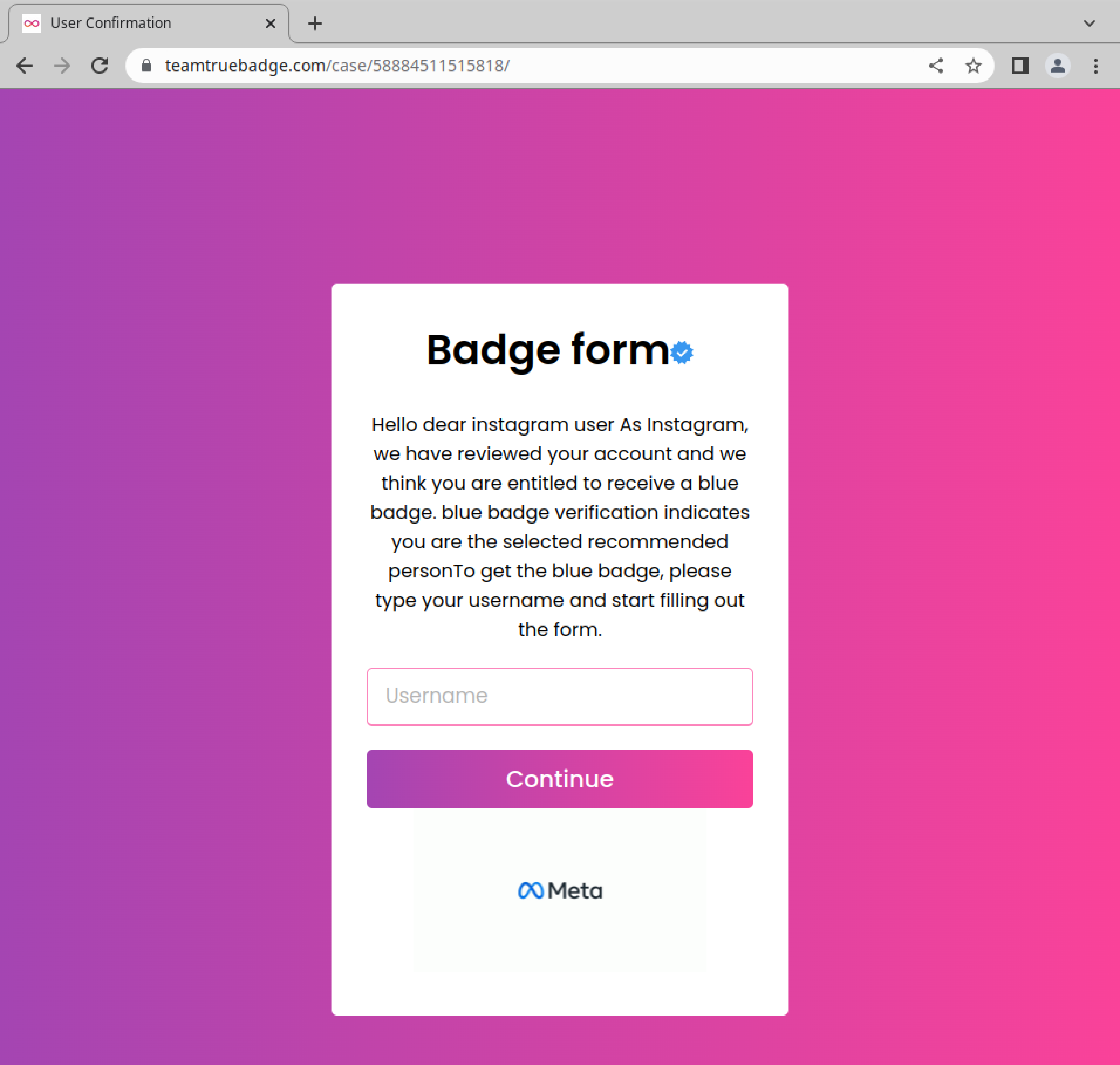 New Insta “Blue Badge” Phishing Email