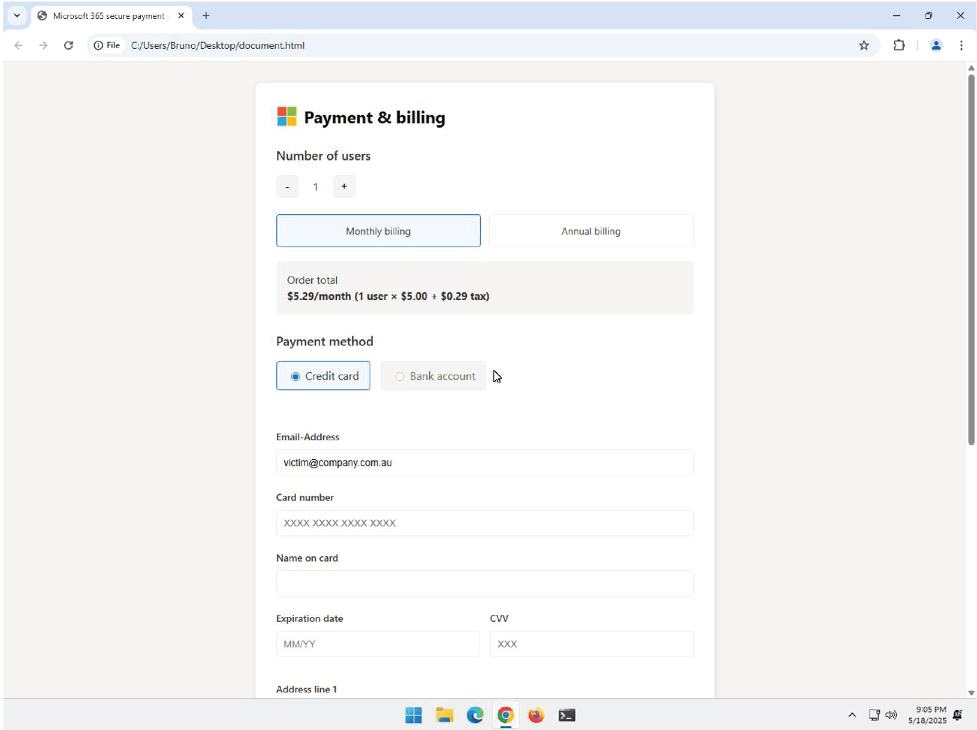 Microsoft 365 Subscription Phishing Scam Harvests Personal & Financial Data