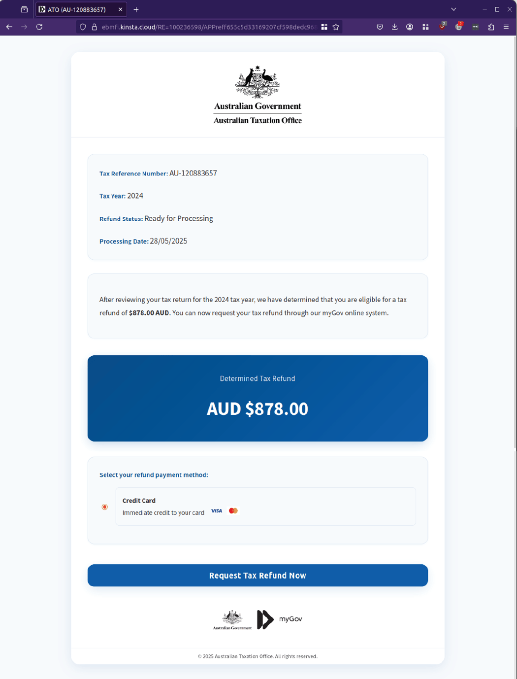 Tax Refund Scam Spoofs the ATO and myGov