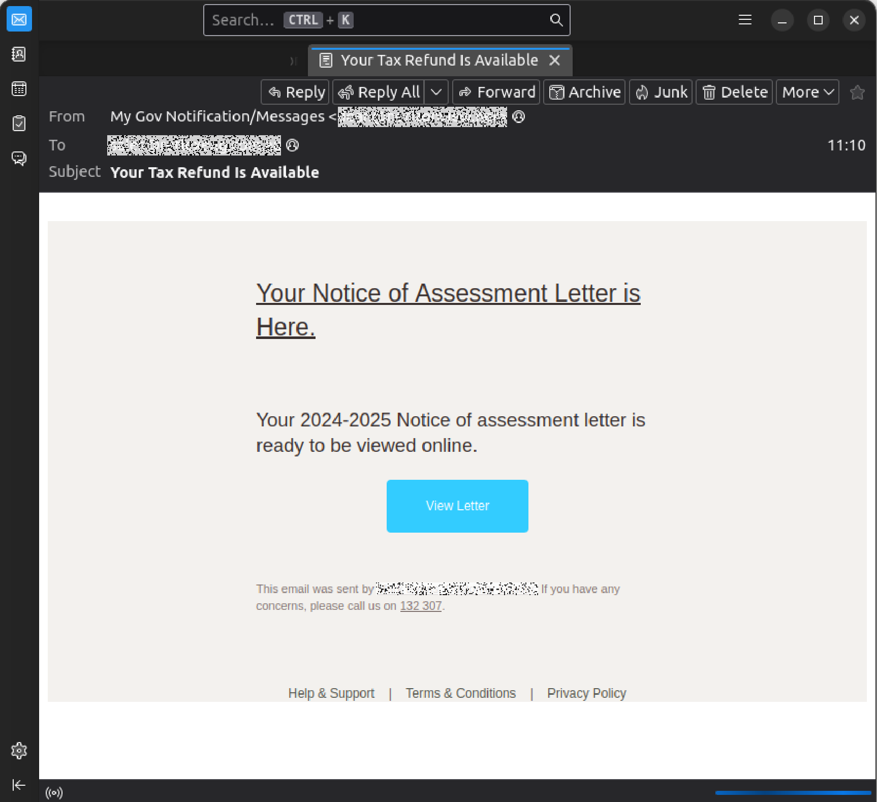 ATO Tax Refund Email Notification Scam