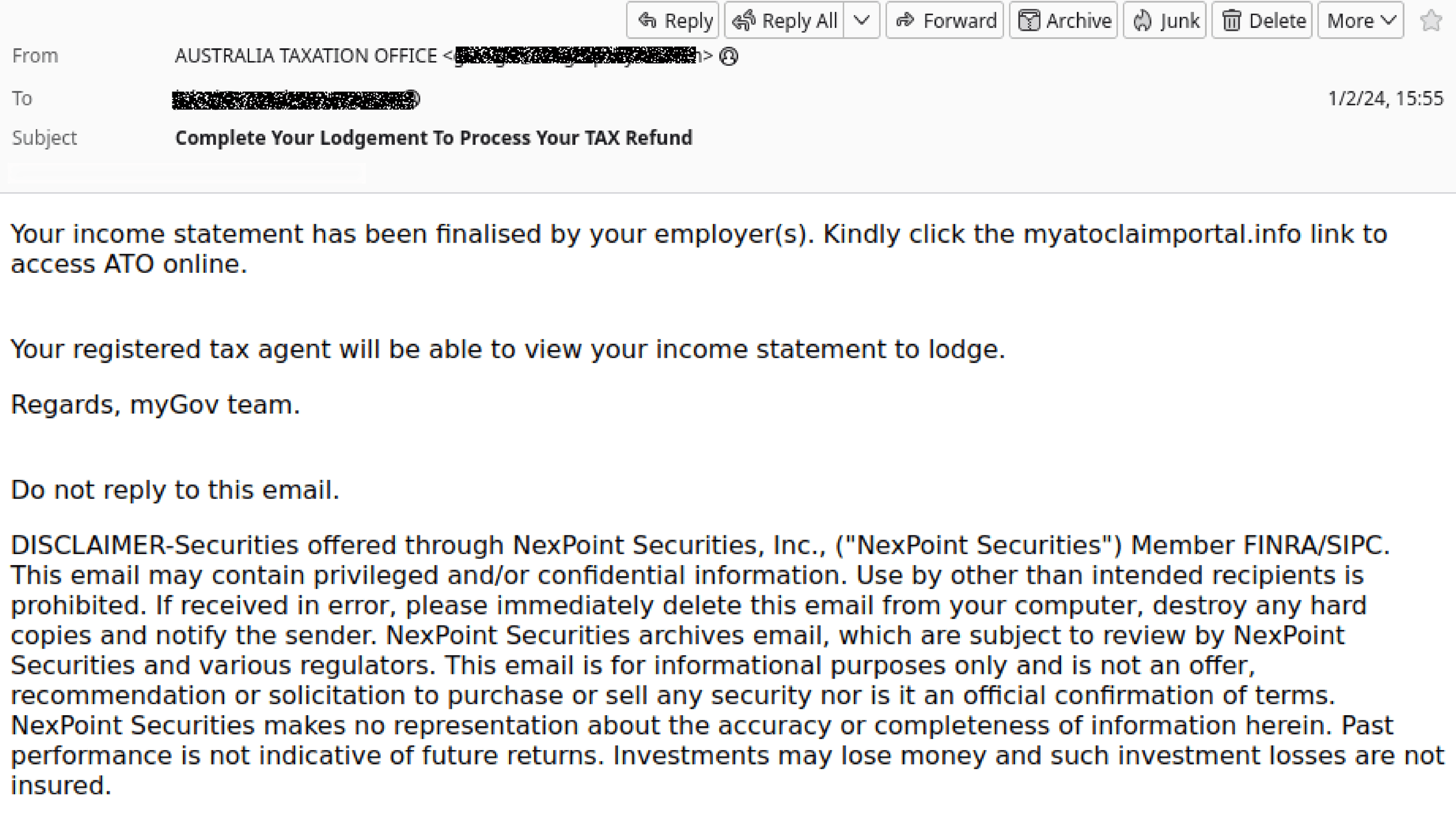 ATO Income Statement Scam