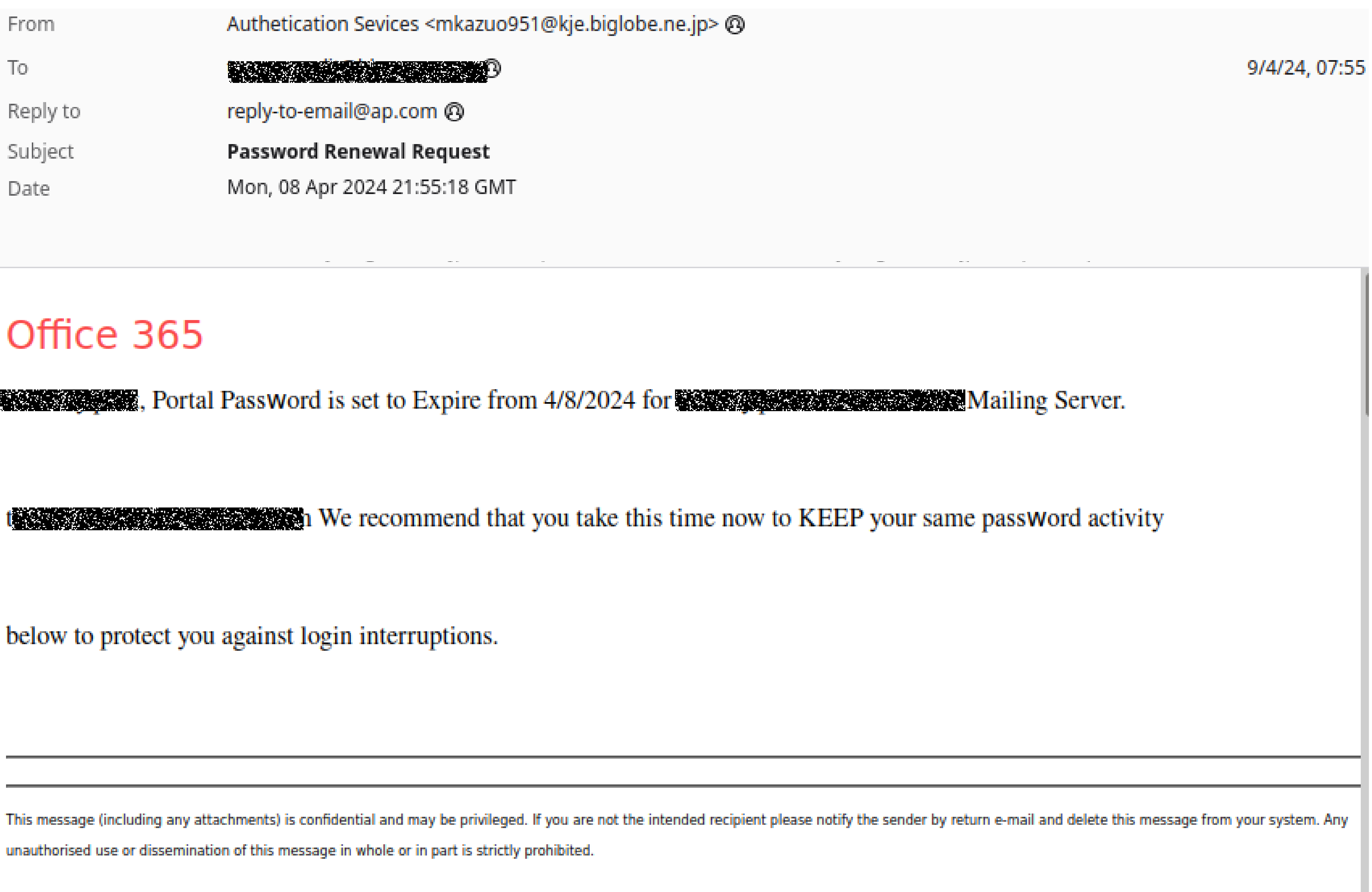Beware Office 365 Password Reset Hoax
