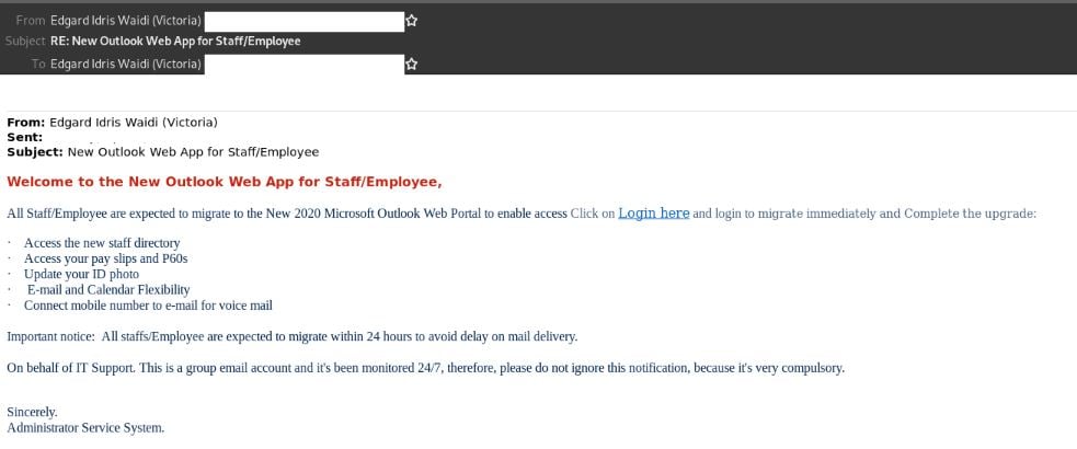 Phishing email sent supposedly from “IT Support” introduces employees ...