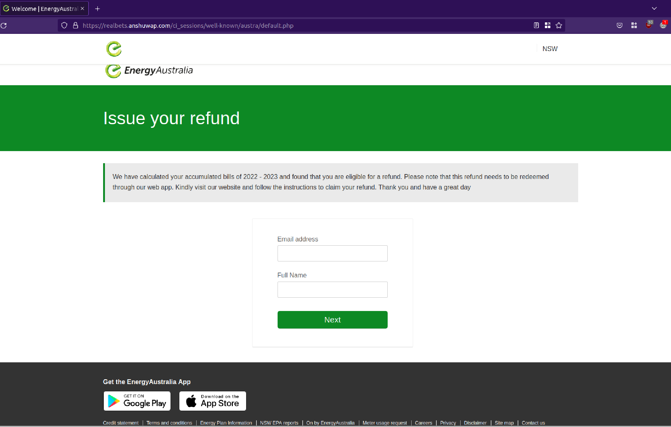 Sneaky Phishers Attempt Energy Australia Refund Hoax