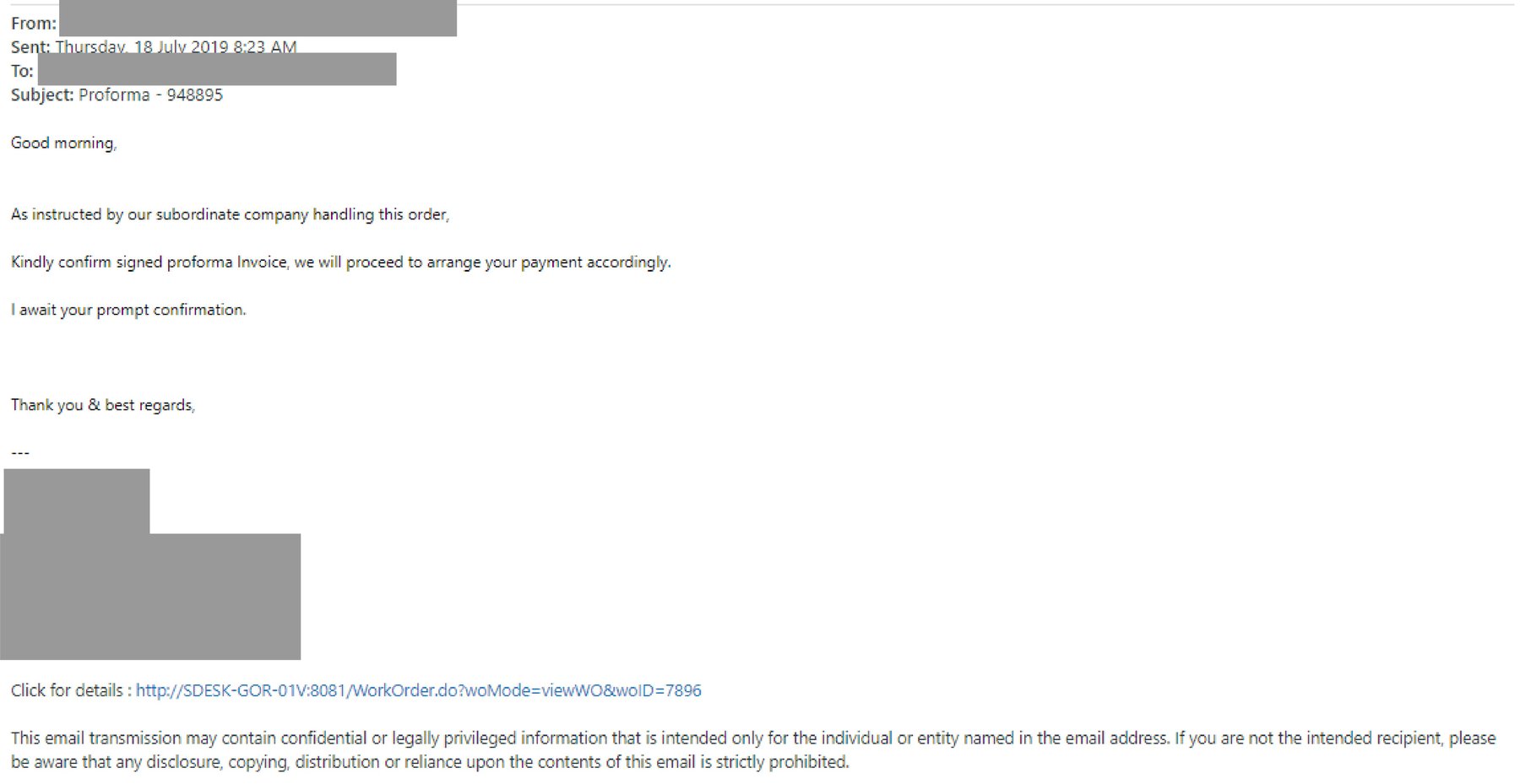 Warning: ‘Proforma invoice’ email downloads a malicious payload