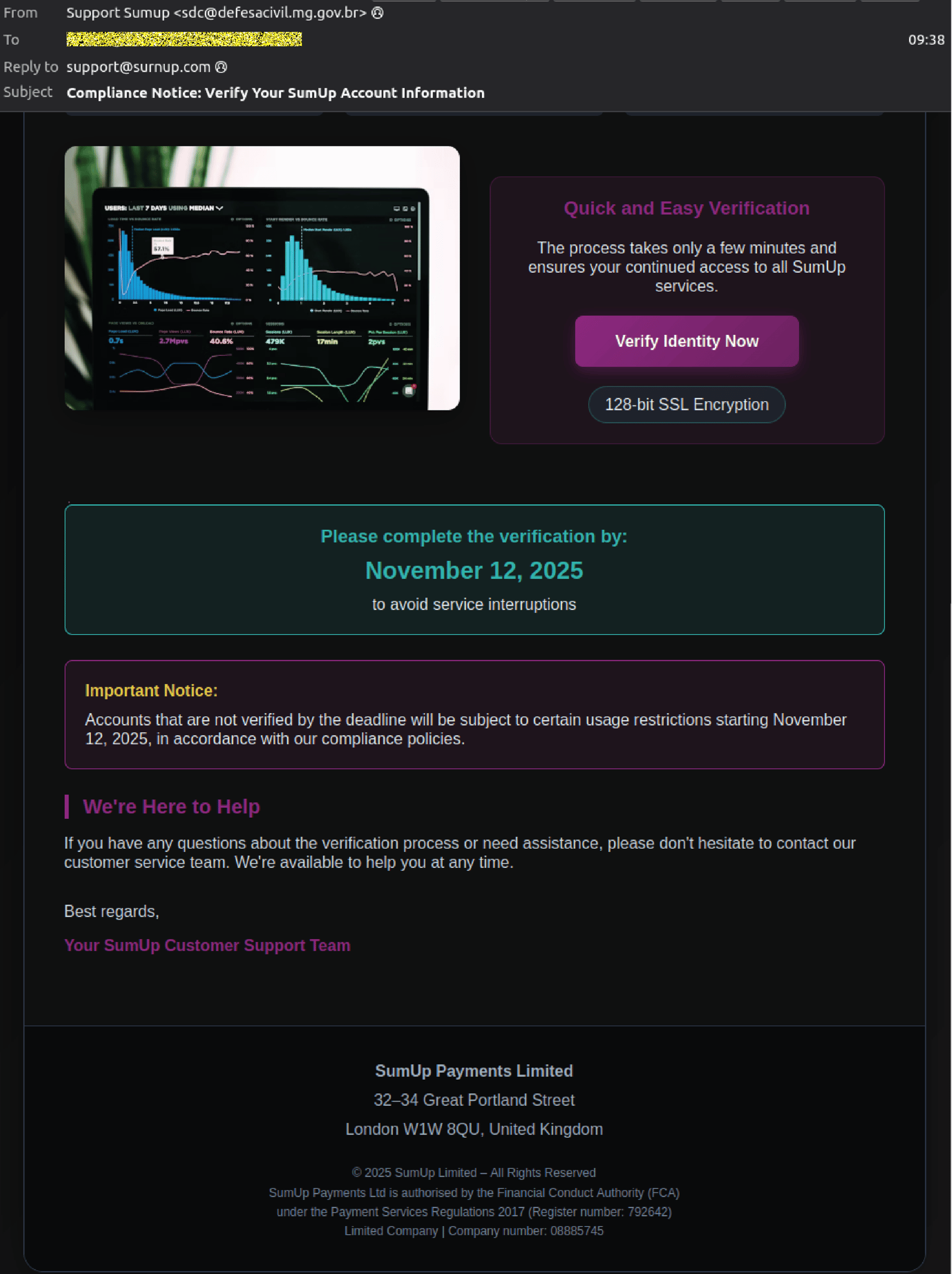 Scam impersonates payments provider, SumUp, to steal credentials