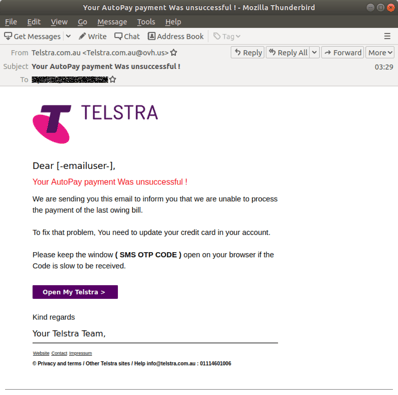 Telstra Customers Warned of “Unsuccessful Payment” In New Scam