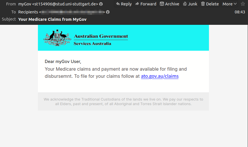 Millions of Medicare Customers Targeted in myGov Email Scam