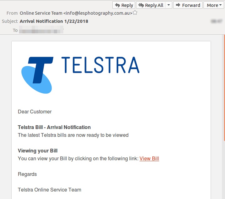 Beware: Fake Telstra Bills Carry Malware