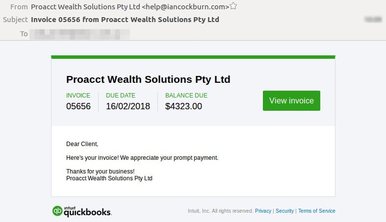 Another bogus Quickbooks email links to malware