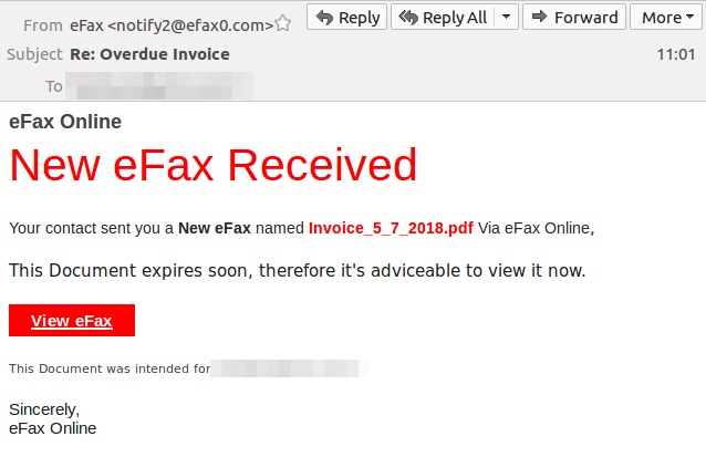 New phishing scam brandjacking eFax