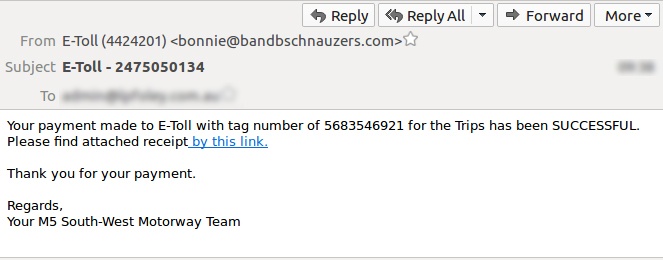 E-Toll fake receipt notification contains malware file