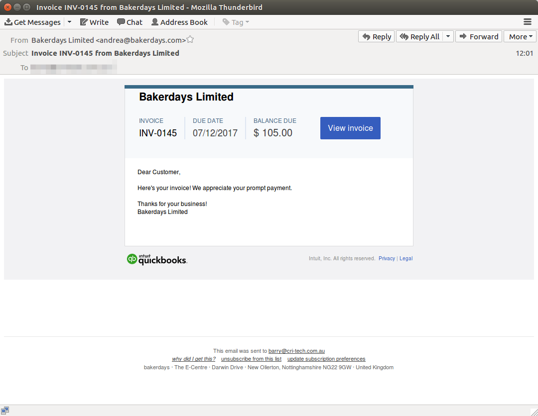 Scam: Fake Bakerdays Invoice Conceals Malware
