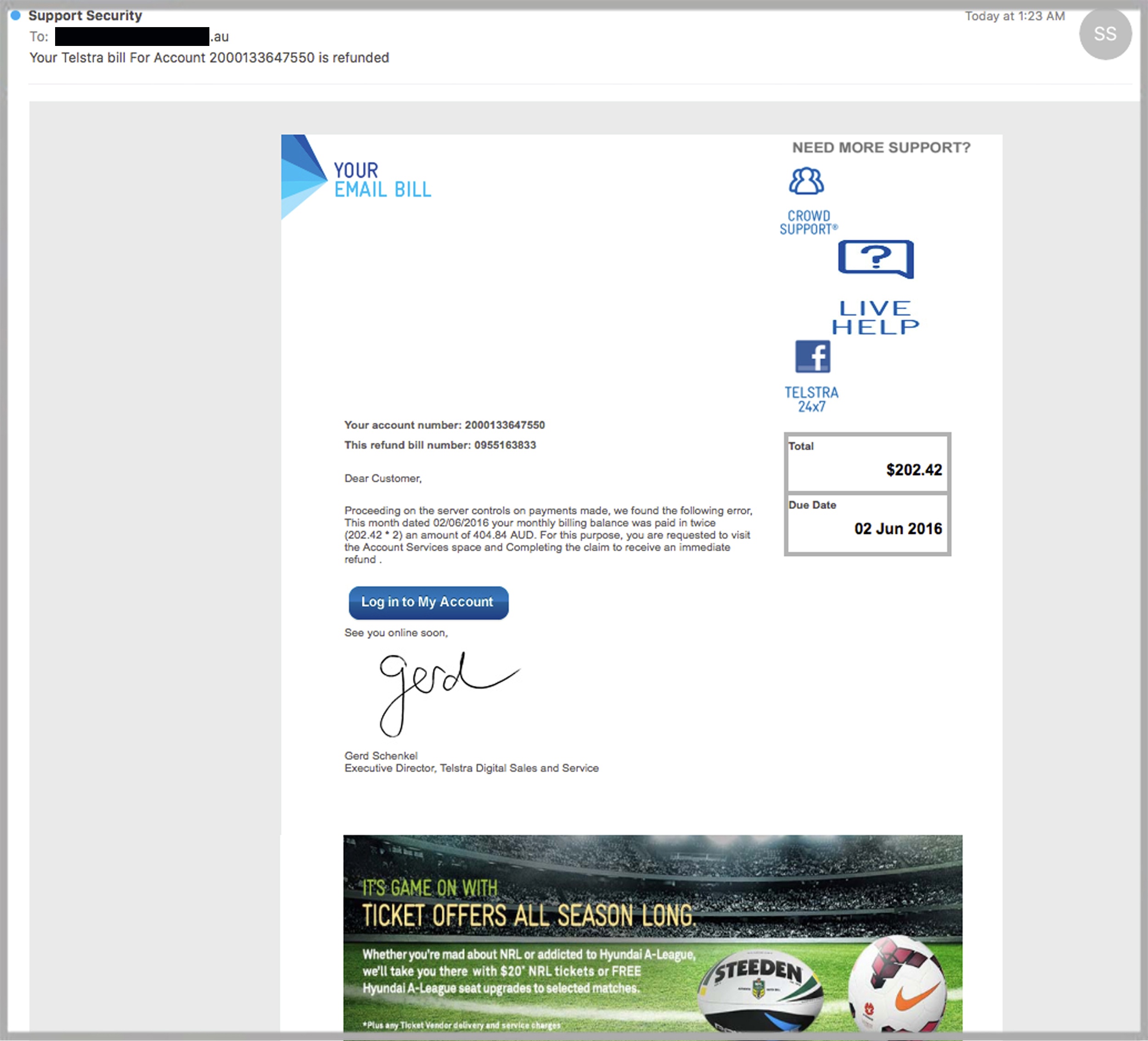 Second Wave Telstra & Google Email Scams Strike