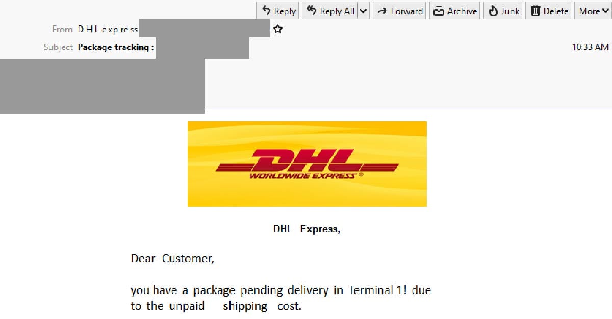 Don’t be fooled by this DHL-themed phishing email claiming ‘you have a ...