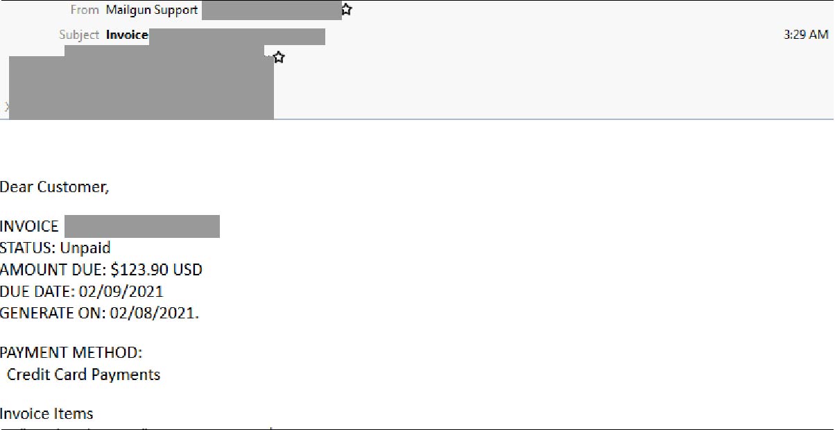 Warning: Phishing email purporting to be from Mailgun uses an invoice ...