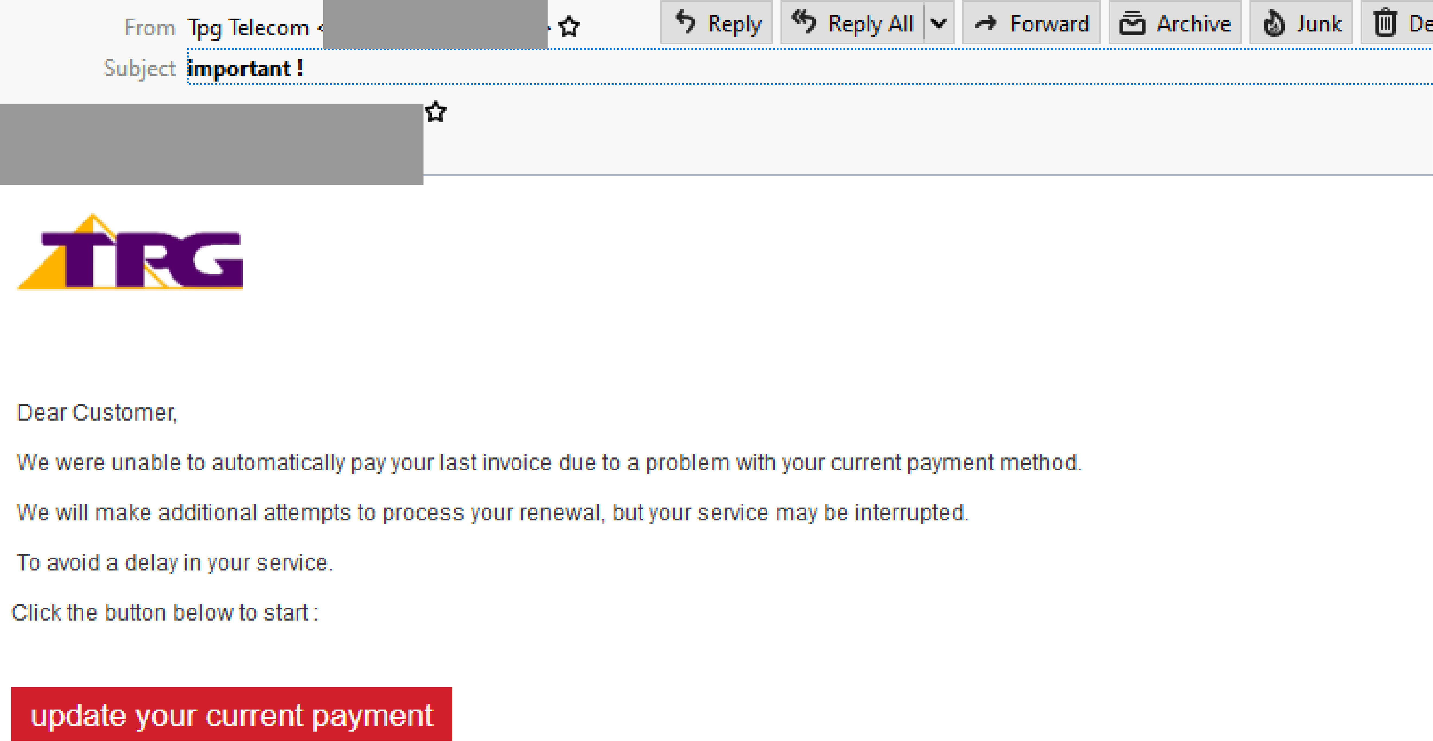 Caution: Multi-staged phishing scam impersonating TPG asks users to ... Caution: Multi-staged phishing scam impersonating TPG asks users to ...