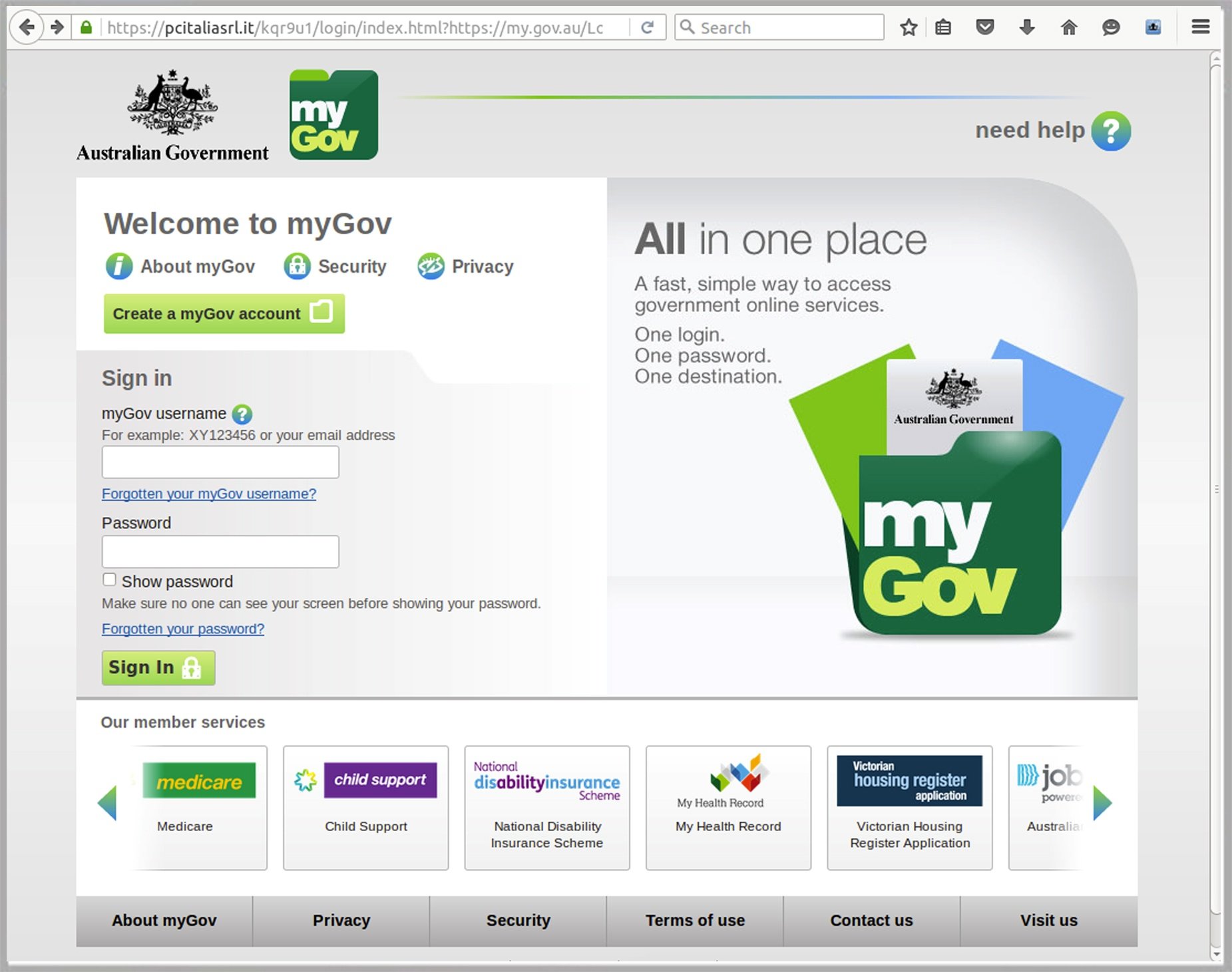 Near-perfect myGov clone aims to harvest credit card information